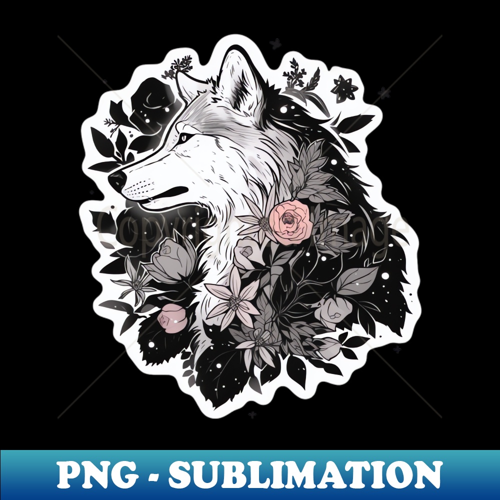 Pastel Goth Floral Wolf - PNG Transparent Sublimation Design - Inspire ...