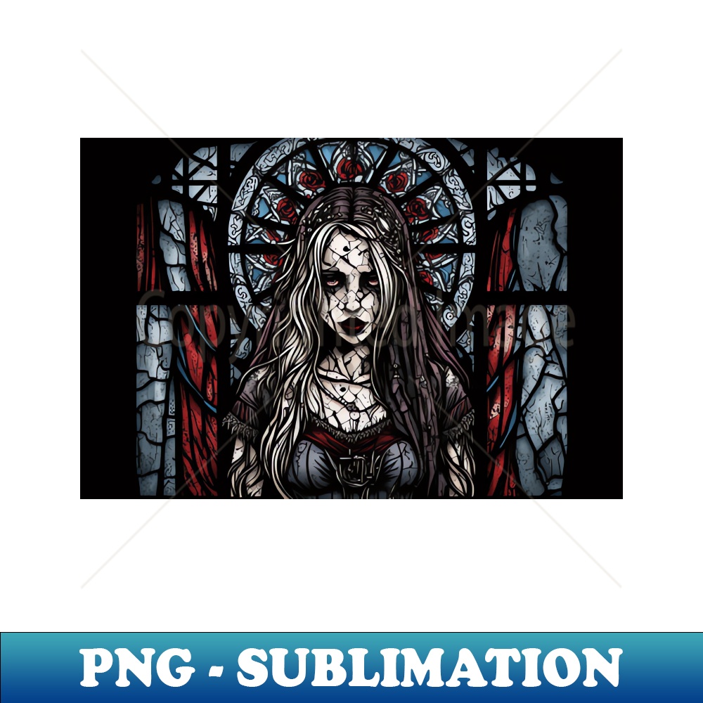 Stained Glass Zombie Girl Villager - Premium PNG Sublimation - Inspire ...