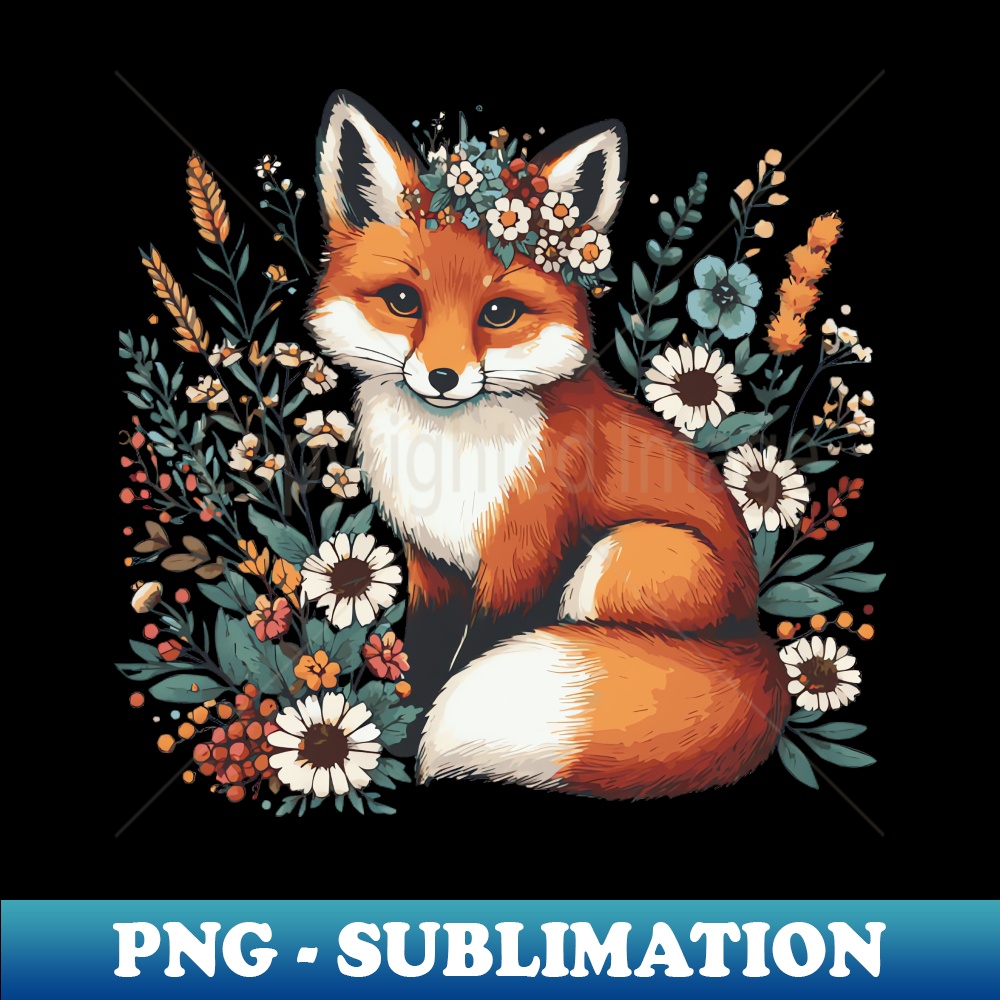 Cottagecore Fox with Wildflowers - Exclusive Sublimation Dig | Inspire ...