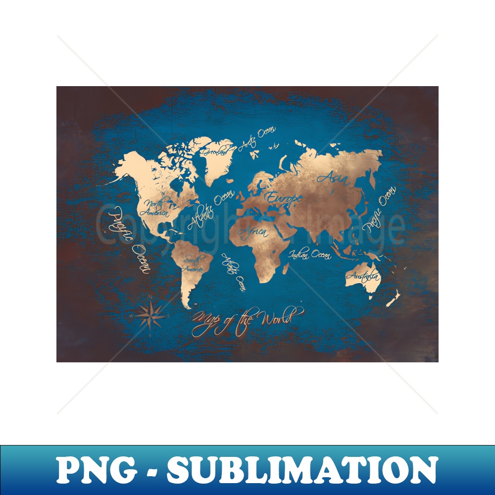 world map blue art map worldmap - Elegant Sublimation PNG D | Inspire ...