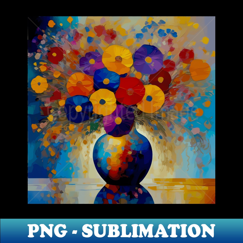 Colorful Floral Still Life Painting in a Blue Vase - Premium | Inspire ...