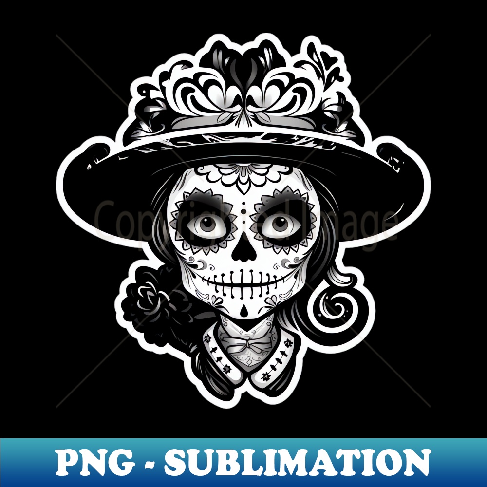 black and white cartoon catrina - Stylish Sublimation Digita - Inspire ...