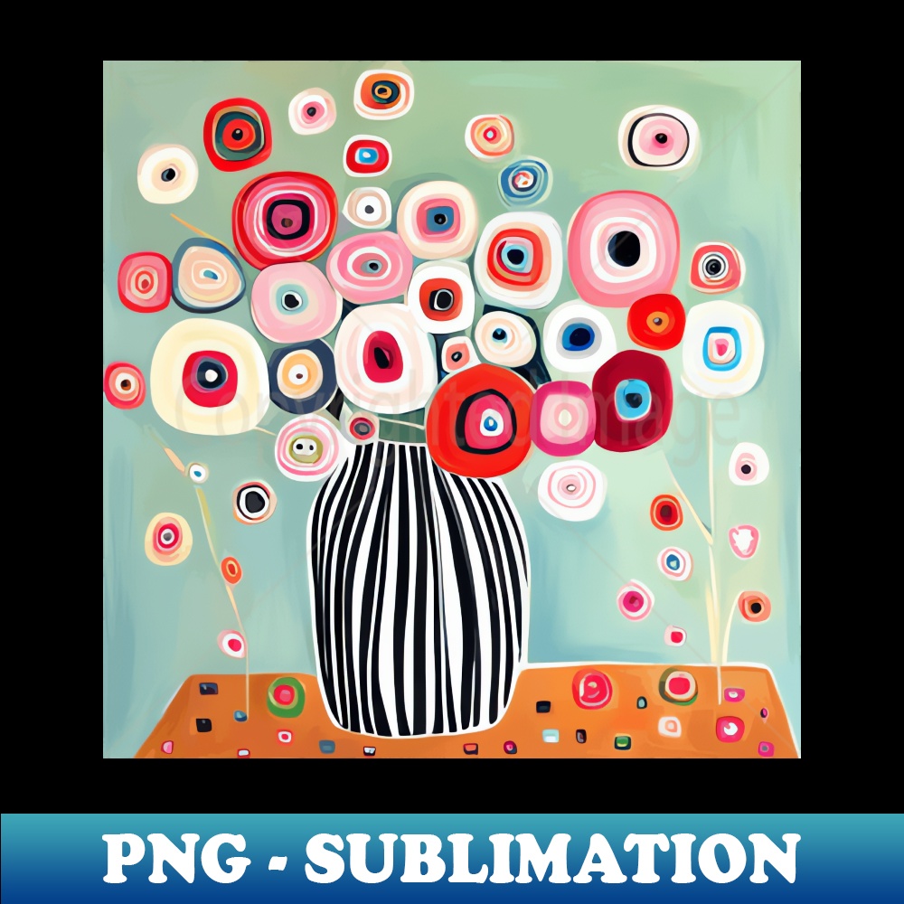 Cute Abstract Flowers in a Striped Vase Still Life Painting | Inspire ...