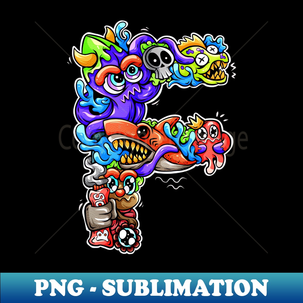 Doodle Monster F - PNG Transparent Digital Download File for | Inspire ...