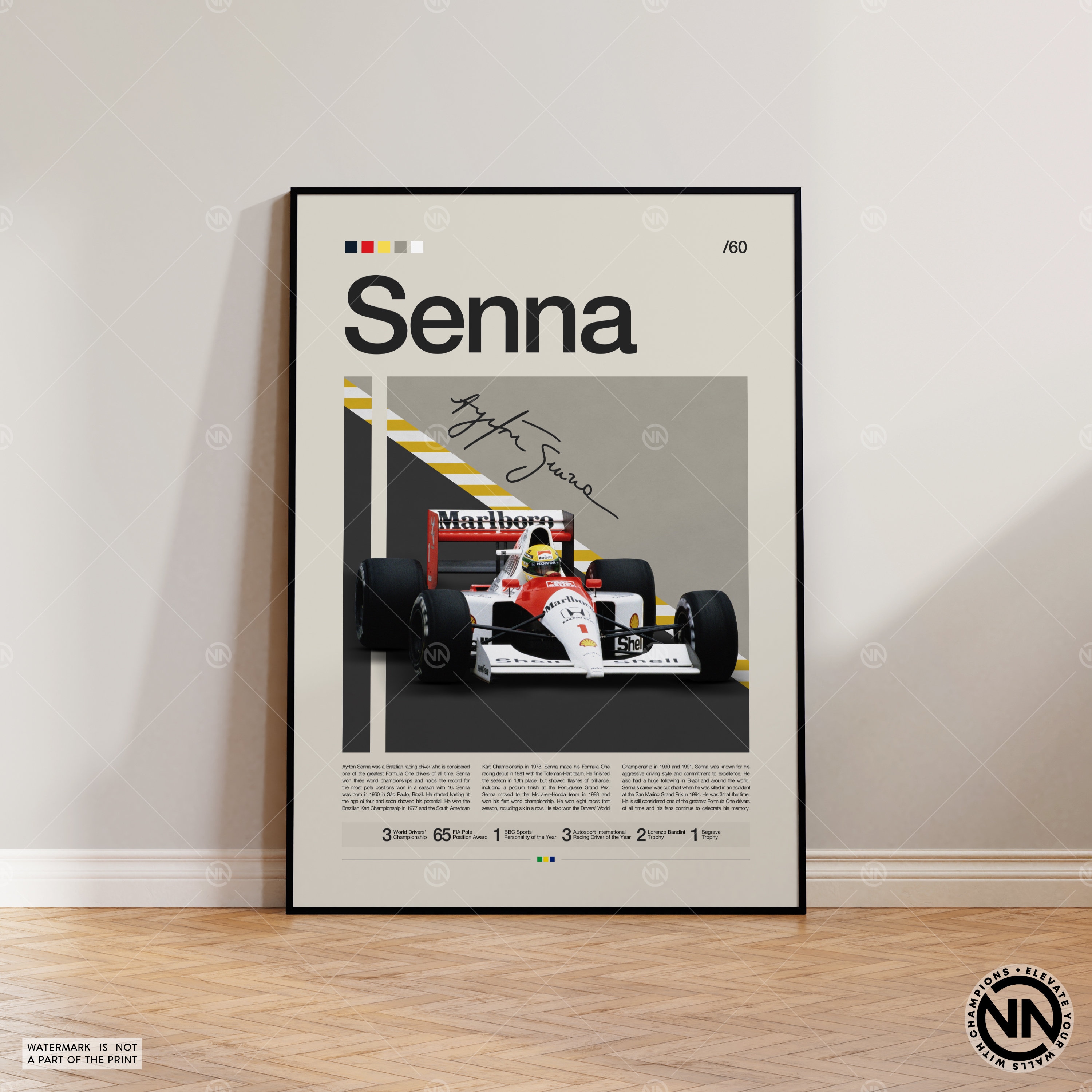 Ayrton Senna Poster, Formula One Poster, F1 Racing Poster, M | Inspire ...