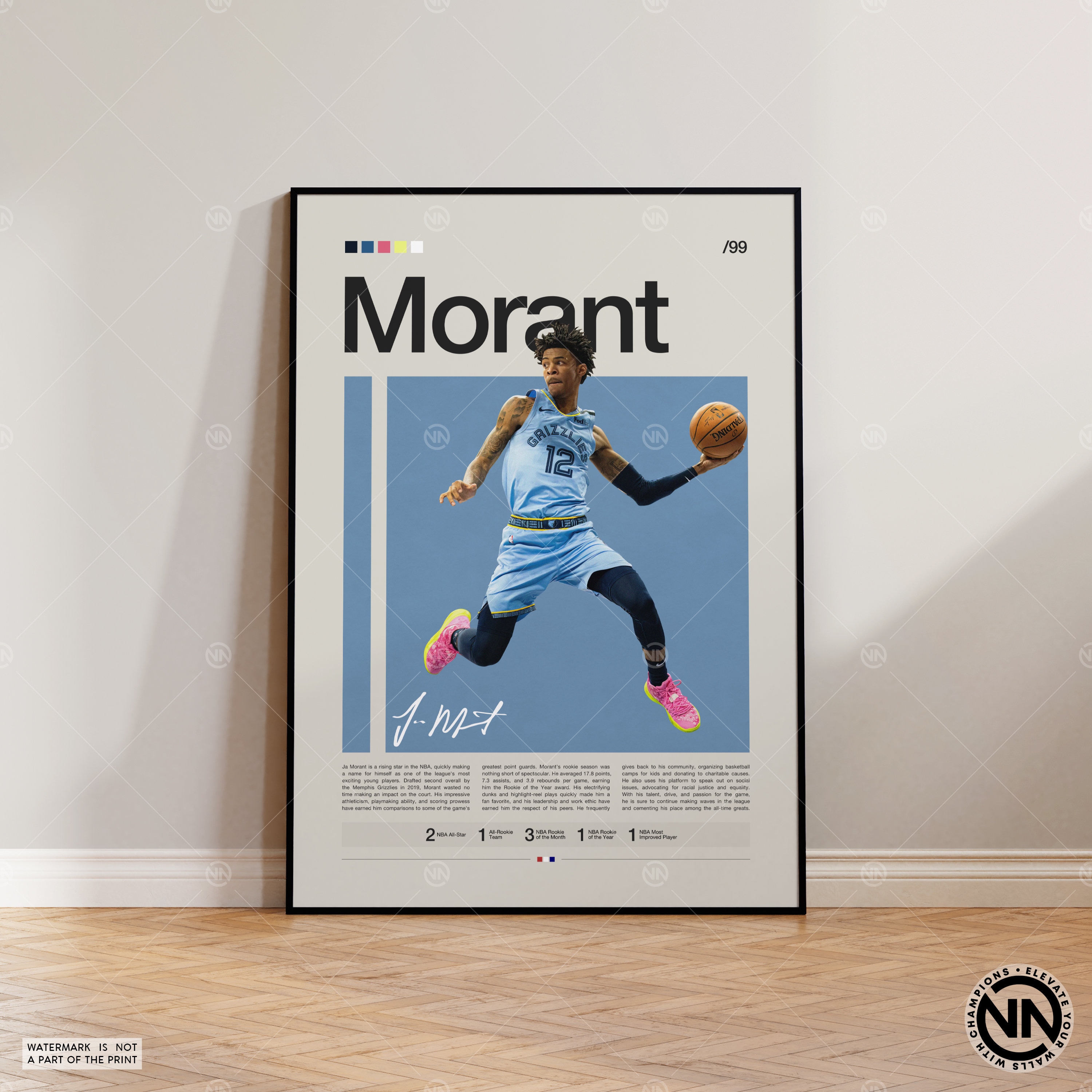 Ja Morant Poster, Memphis Grizzlies Poster, NBA Poster, Spor - Inspire ...