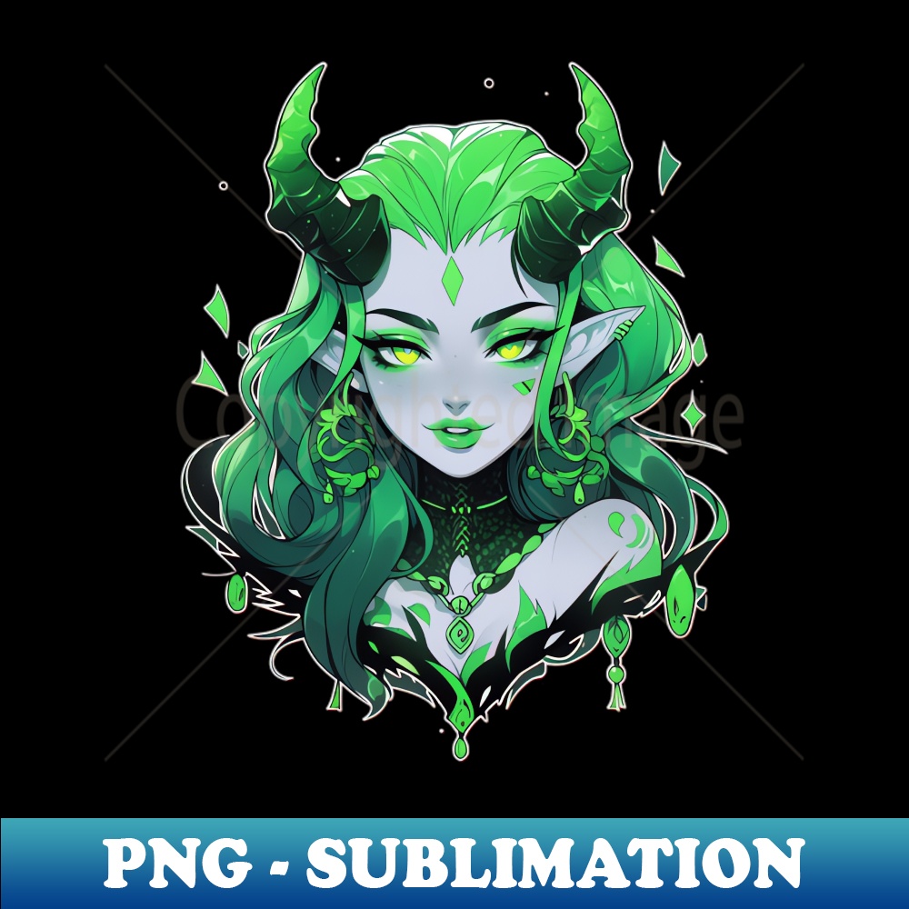 Emerald Demon Girl - PNG Sublimation Digital Download - Bold | Inspire ...