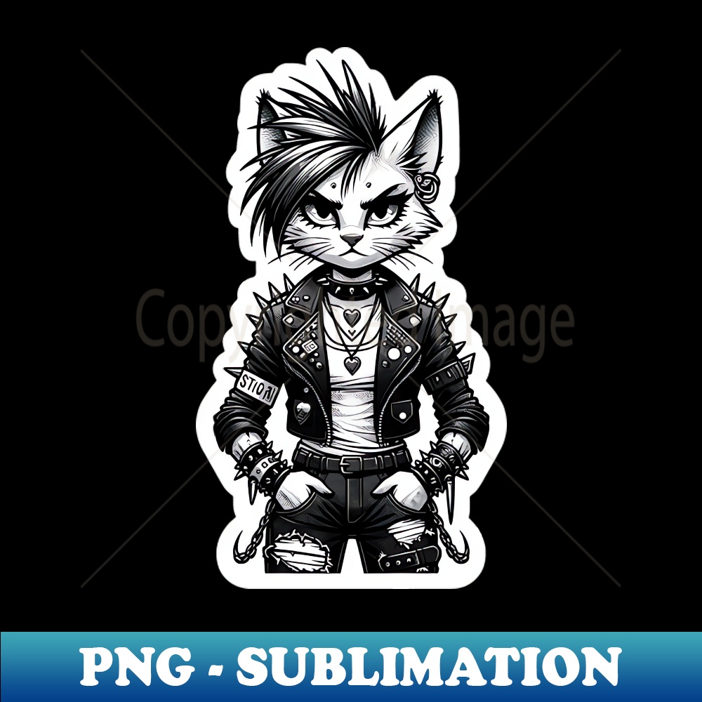 Black and White Punk Cat - Exclusive Sublimation Digital Fil | Inspire ...