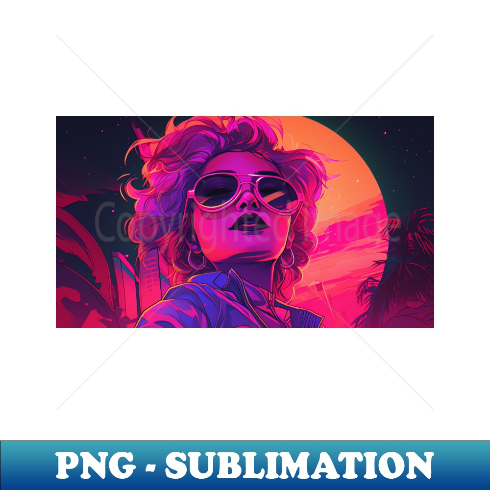 Retrowave Girl - PNG Transparent Sublimation File - Unleash - Inspire ...