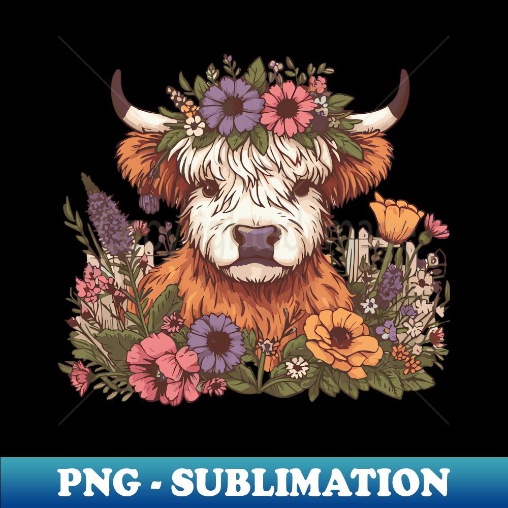 Highland Cow Cottagecore - Vintage Sublimation PNG Download | Inspire ...