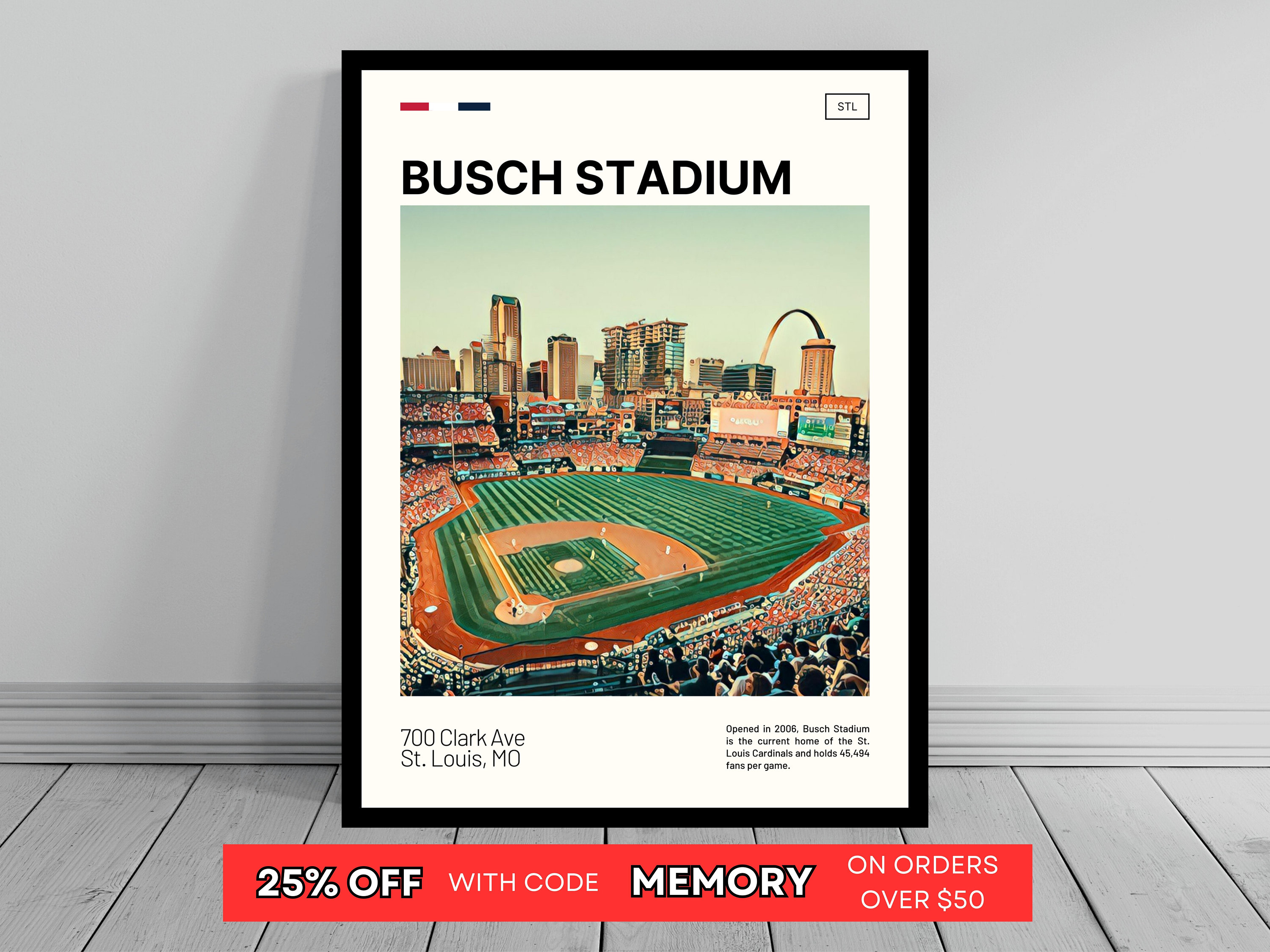 Busch Stadium Print St Louis Cardinals Poster Ballpark Art - Inspire Uplift