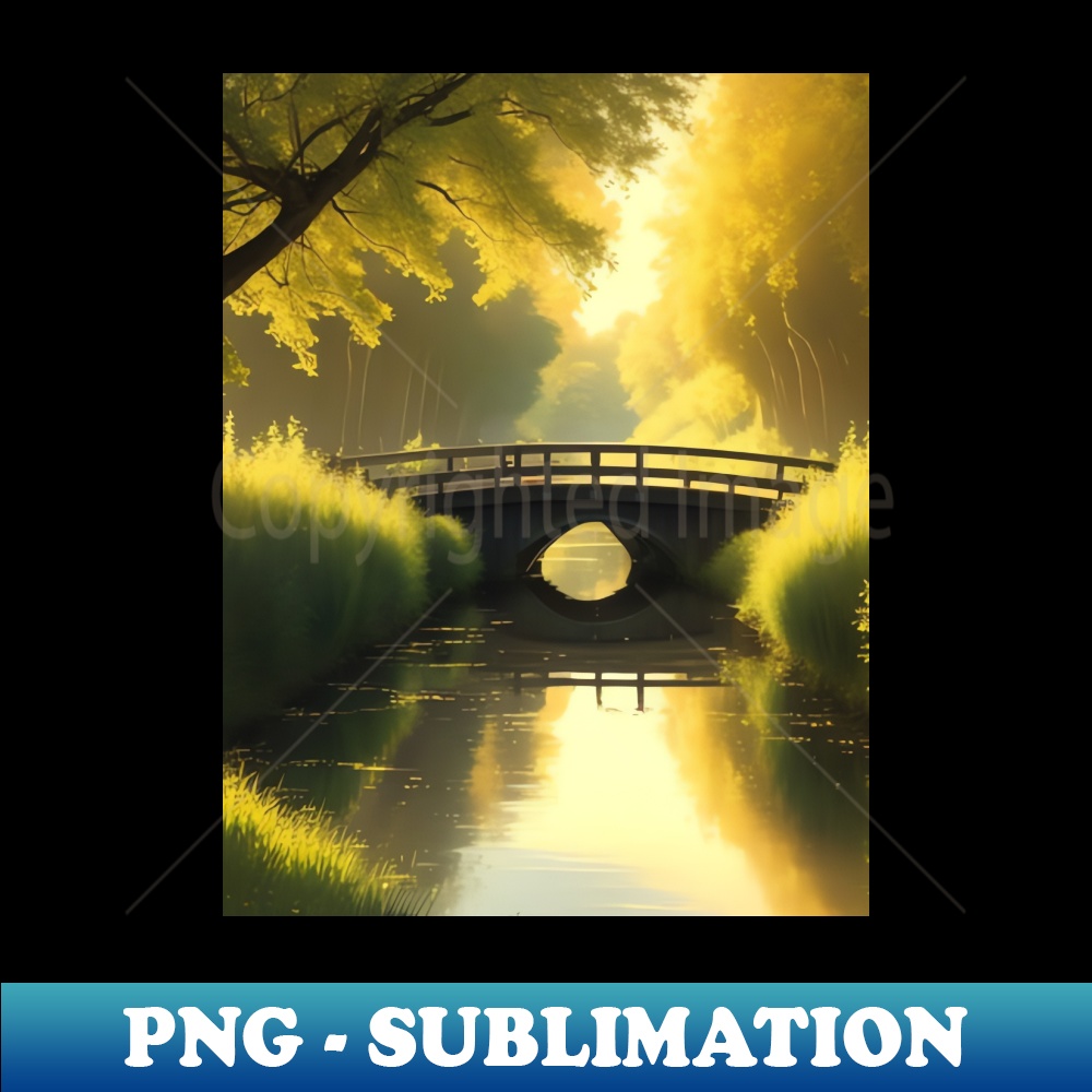 A serene anime canal scene in a rural countryside - Premium | Inspire ...