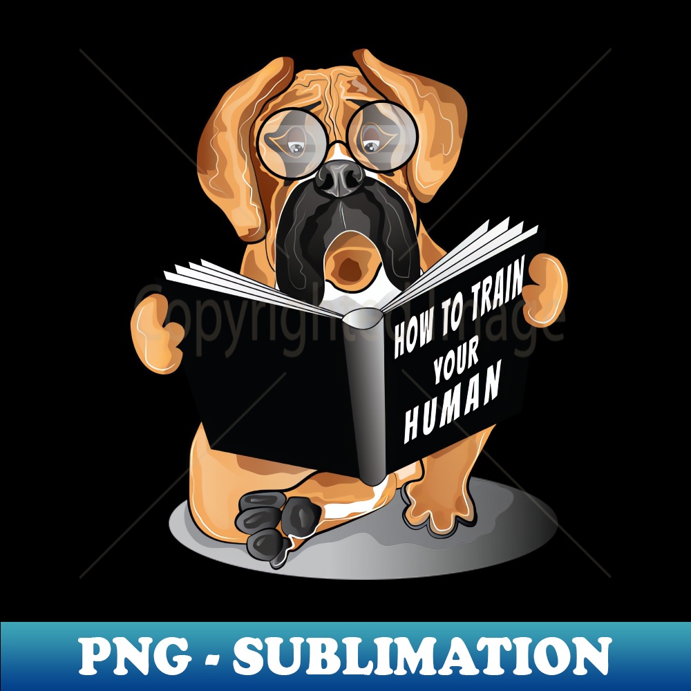 boxer dog reading a book - Sublimation-Ready PNG File - Perf | Inspire ...