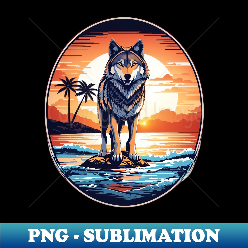 Wolf on the Beach - PNG Transparent Sublimation Design - Spi - Inspire ...