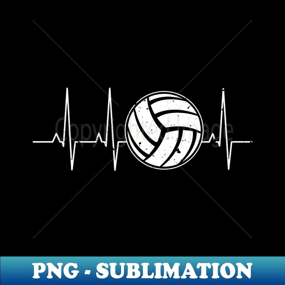 Volleyball Heartbeat Funny Volleyball - Retro PNG Sublimatio | Inspire ...