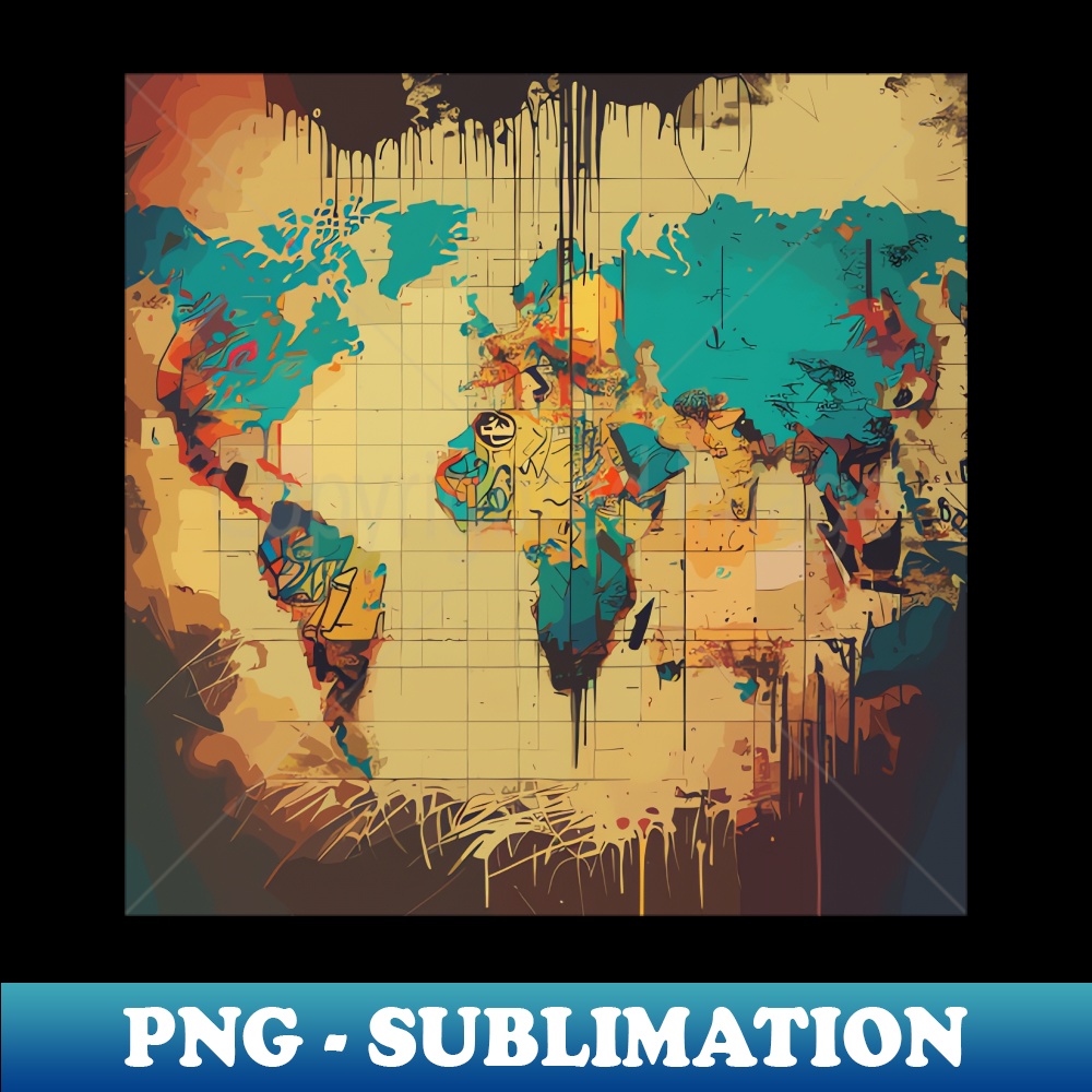 Street art earth map - PNG Transparent Sublimation Design - | Inspire ...