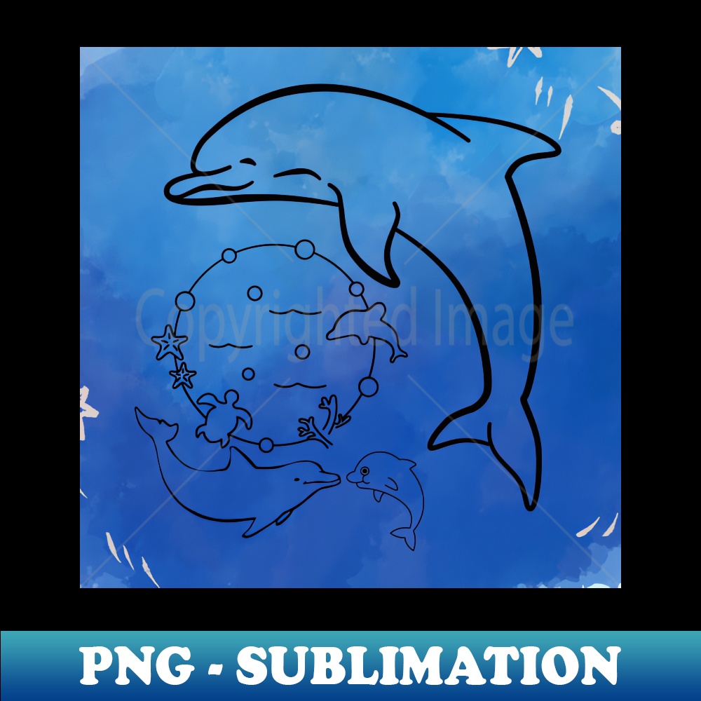 cute animated dolphin in the water - Modern Sublimation PNG | Inspire ...