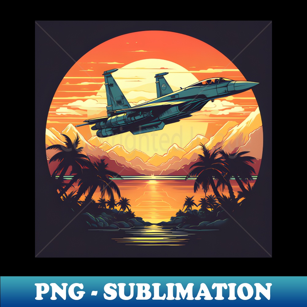 Cool Vintage Military Fighter Jet Sunset - Digital Sublimati - Inspire ...