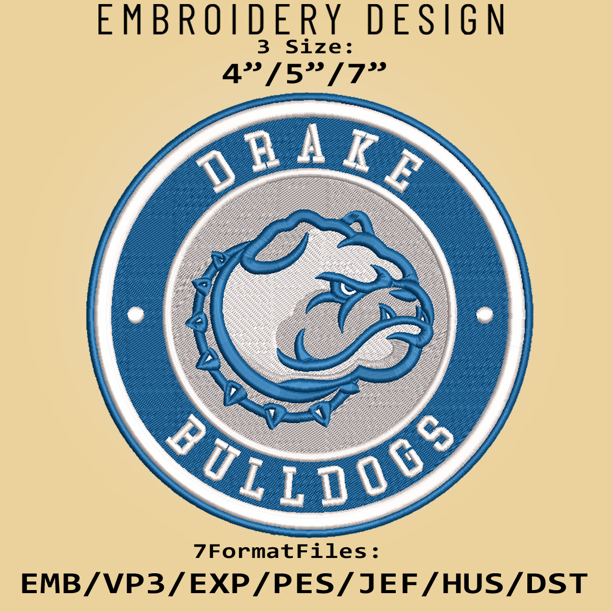 NCAA Logo Drake Bulldogs, Embroidery design, Embroidery File | Inspire ...