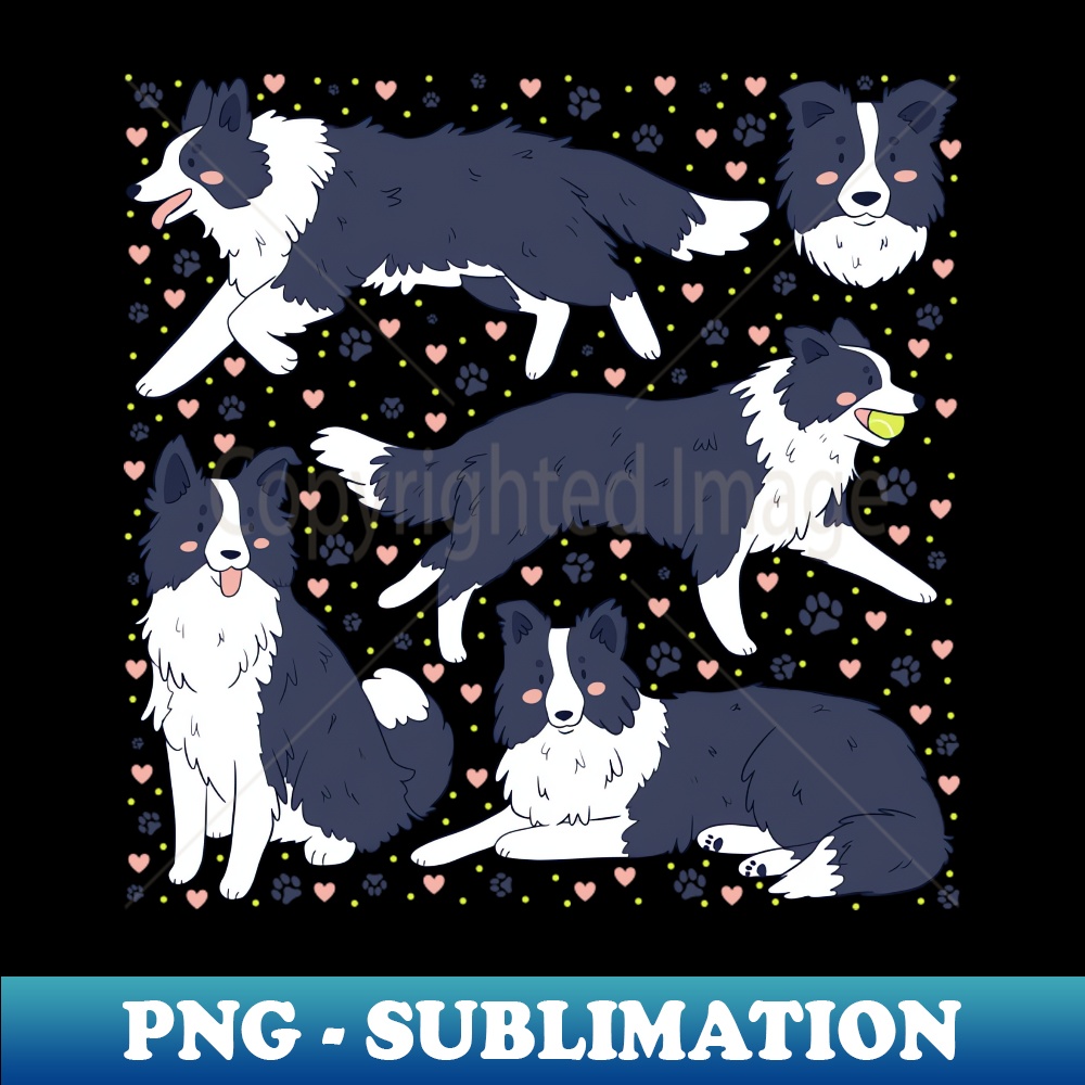 Cute cartoon border collie pattern - Modern Sublimation PNG | Inspire ...
