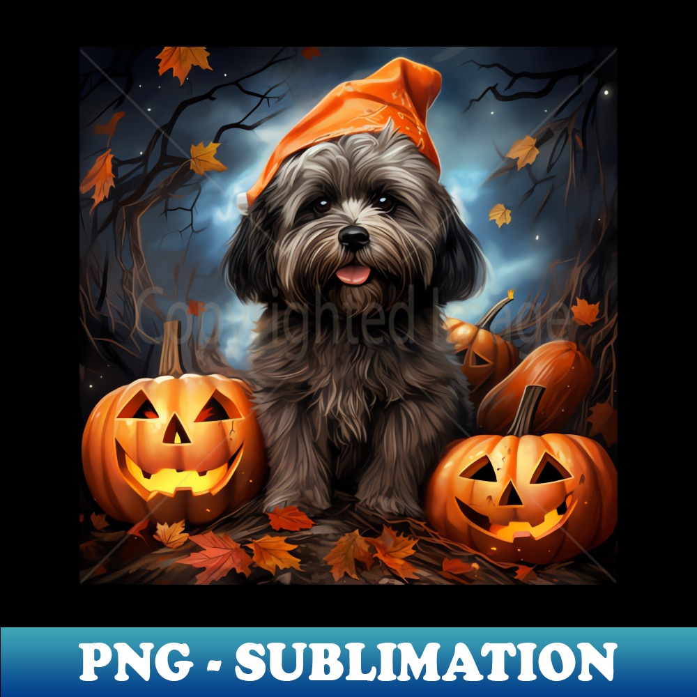 Black Lhasa apso Halloween - PNG Transparent Sublimation Des - Inspire ...