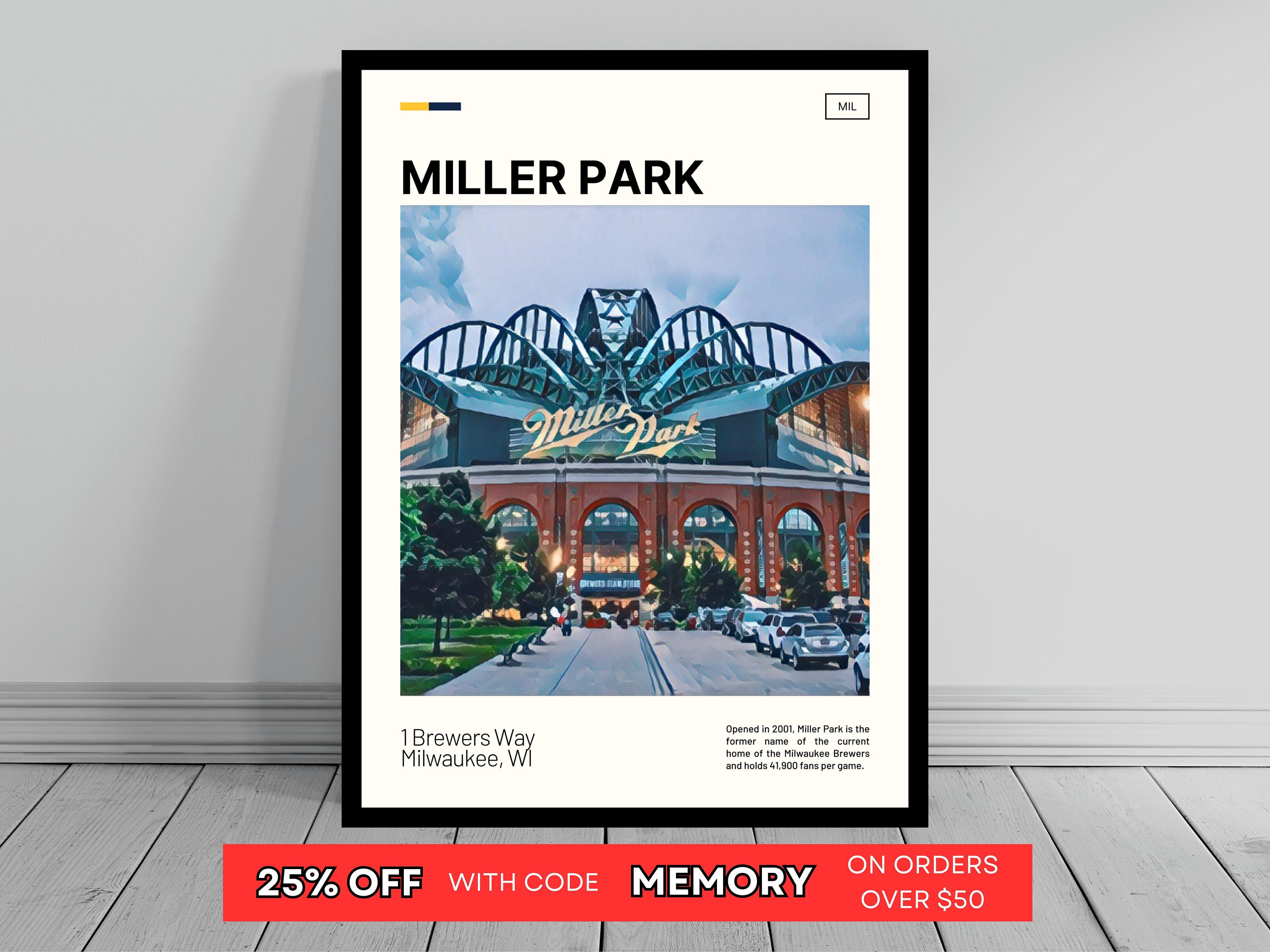 Miller Park Milwaukee Brewers Poster Ballpark Art MLB Stadiu - Inspire ...