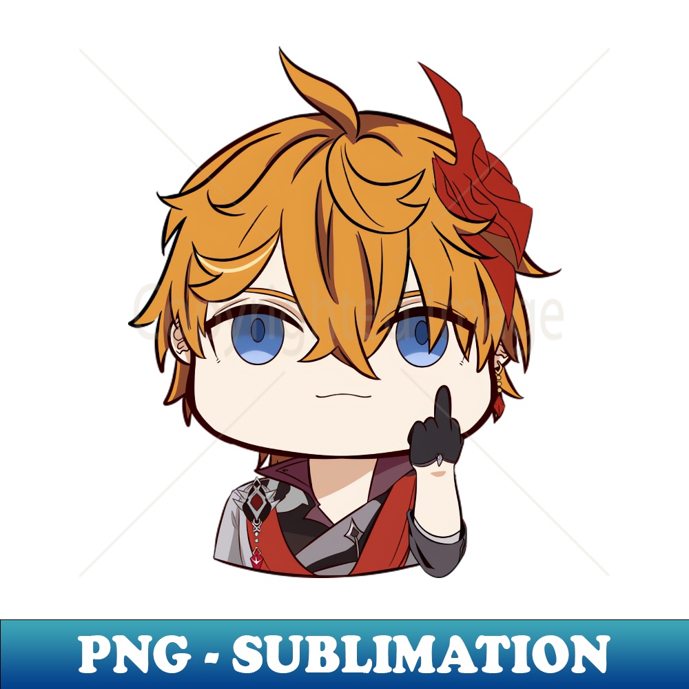 Chibi Tartaglia Genshin Impact middle finger - Modern Sublim | Inspire ...
