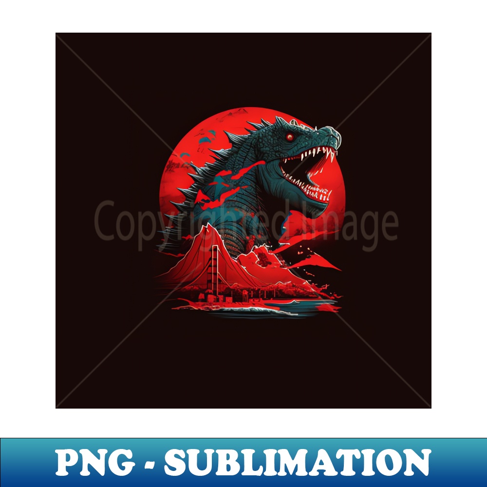 Godzilla in Red Moon - PNG Transparent Sublimation Design - - Inspire ...
