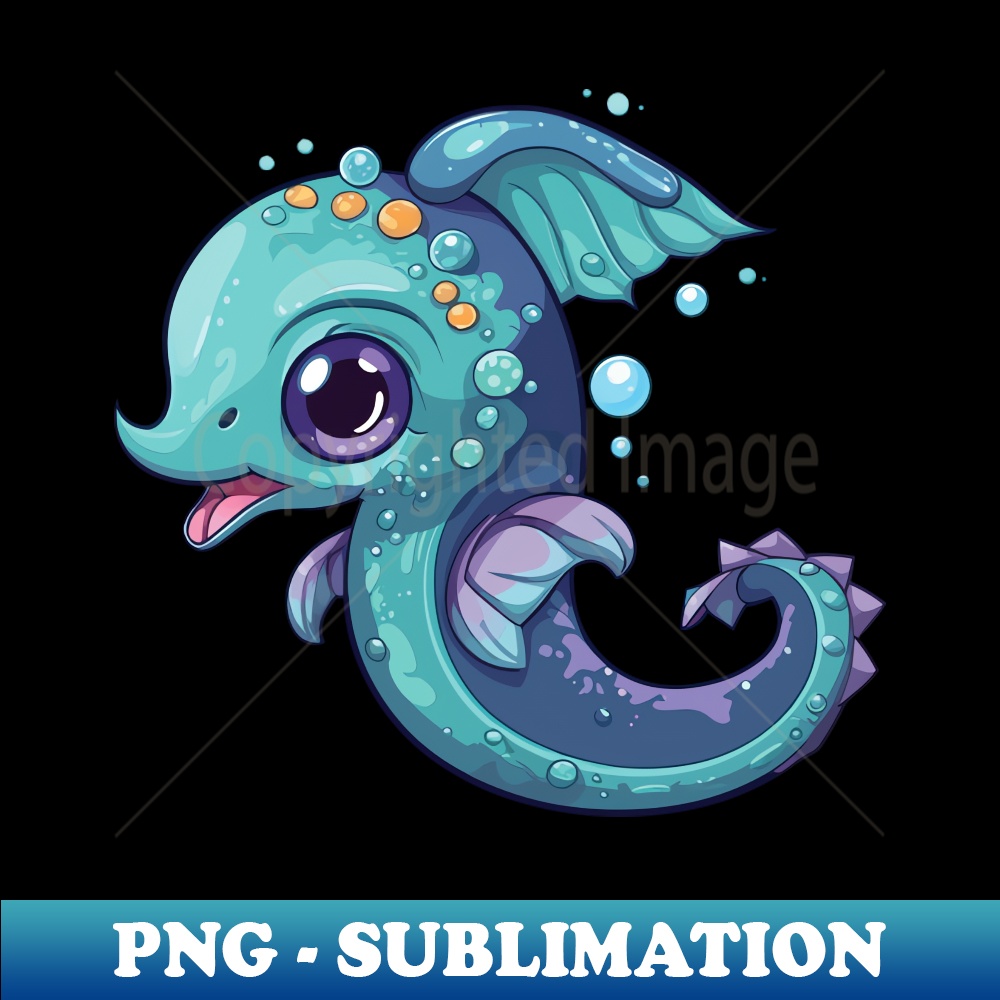 Baby Sea Monster Fantasy Creature Cute Kawaii - Instant PNG | Inspire ...