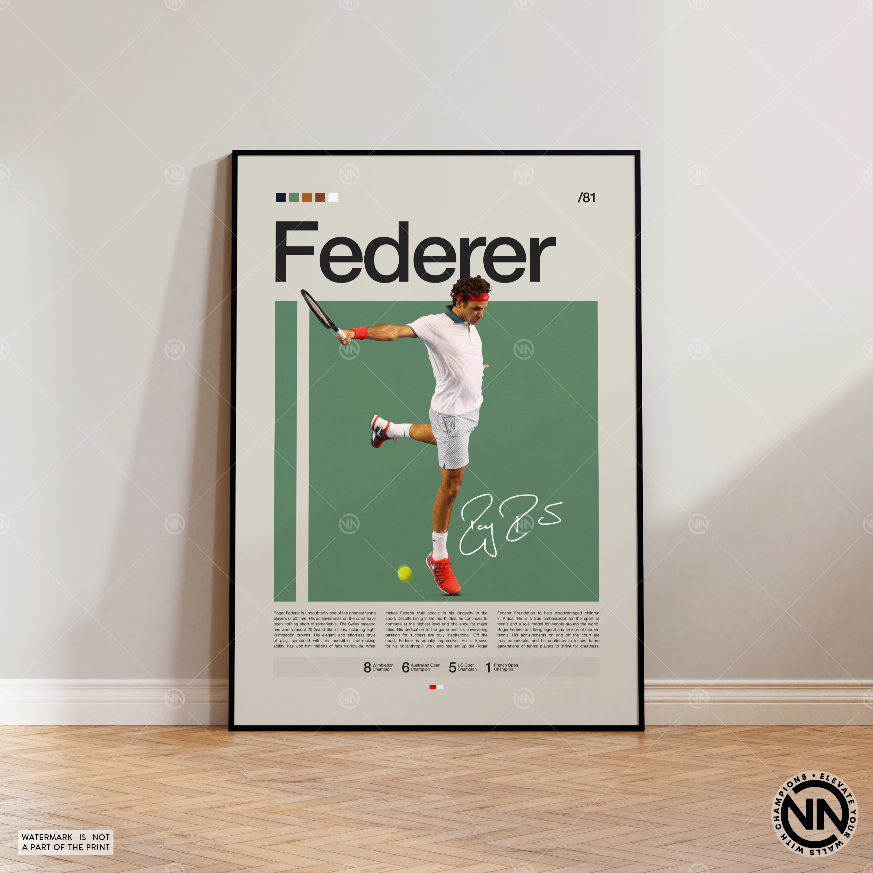 Roger Federer Poster, Tennis Poster, Motivational Poster, Sp - Inspire ...