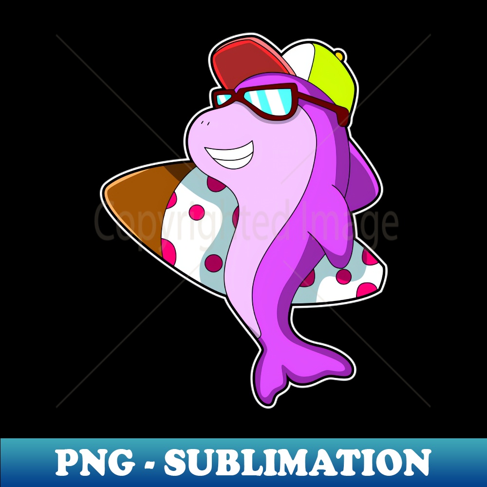 Dolphin as Surfer with Surfboard Cap - Decorative Sublimati | Inspire ...
