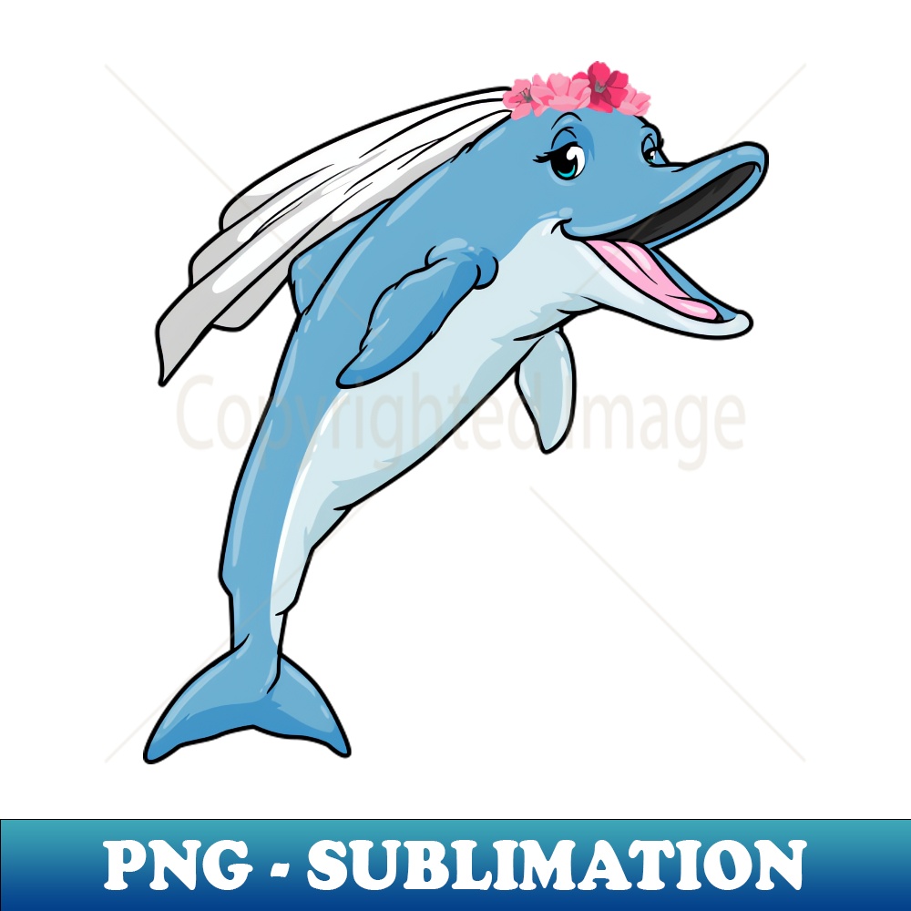 Dolphin as bride with veil and flowers - Instant Sublimation | Inspire ...
