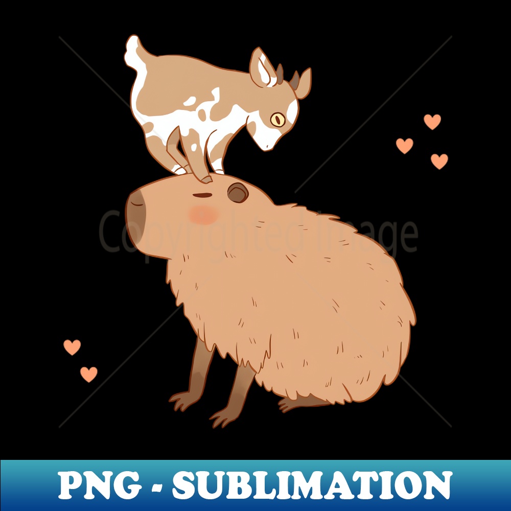 Cute capybara with a baby goat on its head - Modern Sublimat | Inspire ...