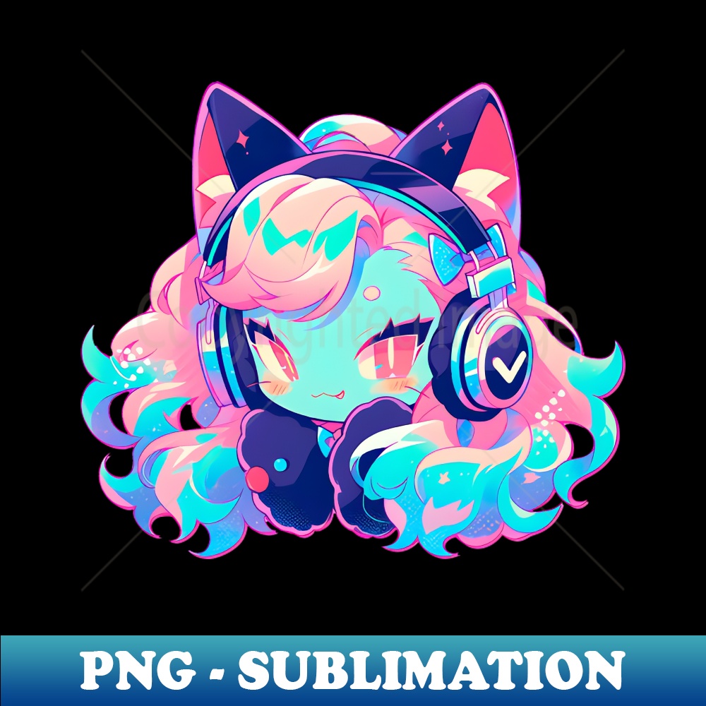 Cat Girl With Headphones - Exclusive Sublimation Digital Fil | Inspire ...