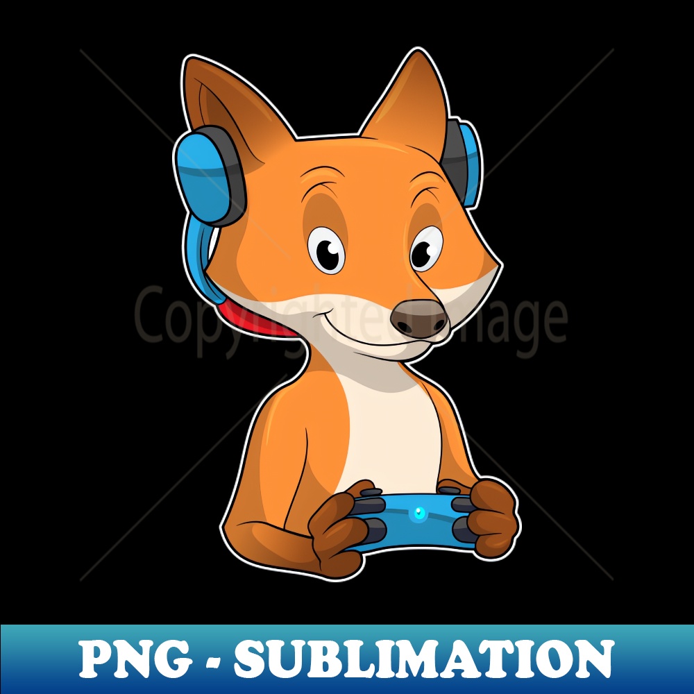 Fox as Gamer with Joystick - Exclusive PNG Sublimation Downl - Inspire ...