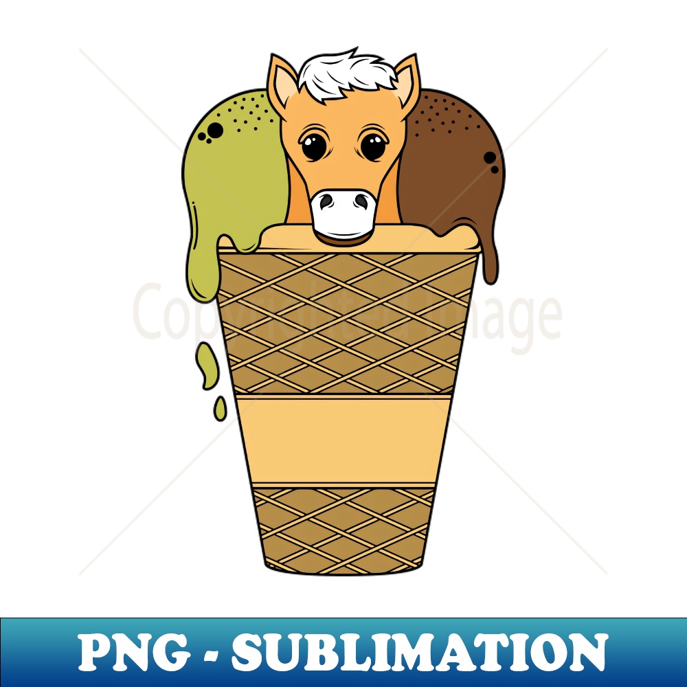 Cute horse in a mug with ice creme - Vintage Sublimation PNG | Inspire ...
