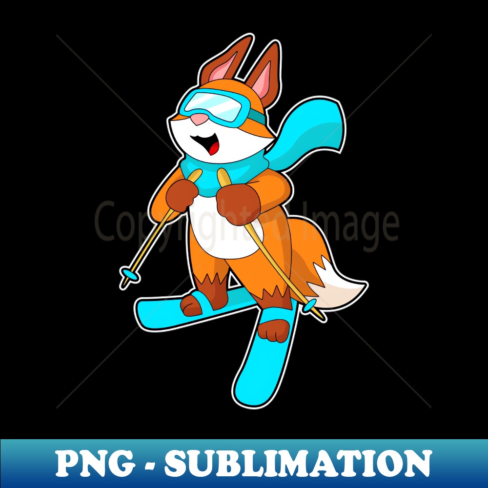 Fox Skier Ski - PNG Transparent Sublimation Design - Fashion - Inspire Uplift