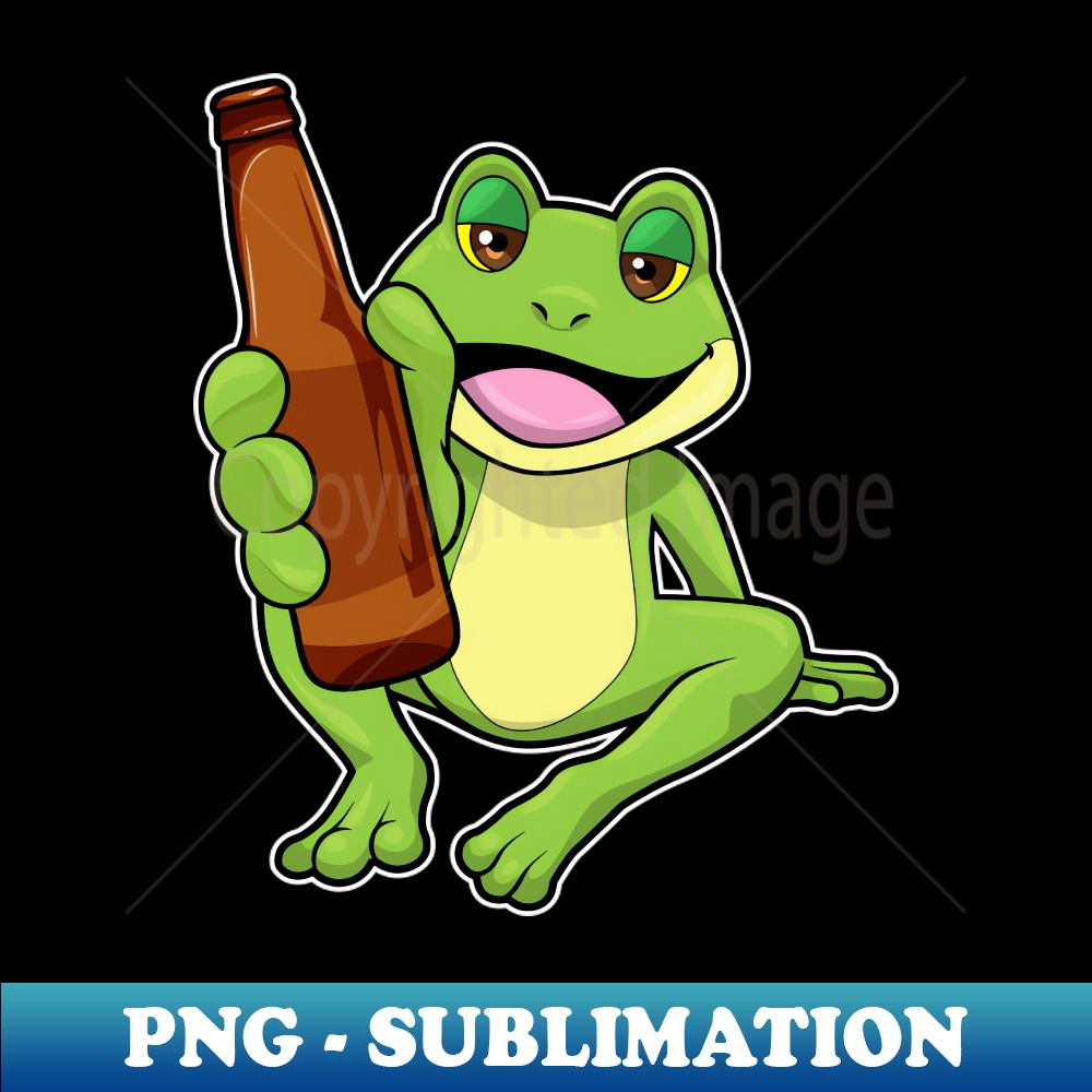 Frog with Bottle of Beer - High-Resolution PNG Sublimation F | Inspire ...