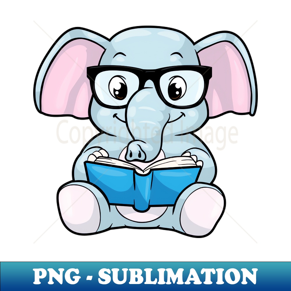 Elephant as Nerd with Glasses Book - Trendy Sublimation Dig | Inspire ...