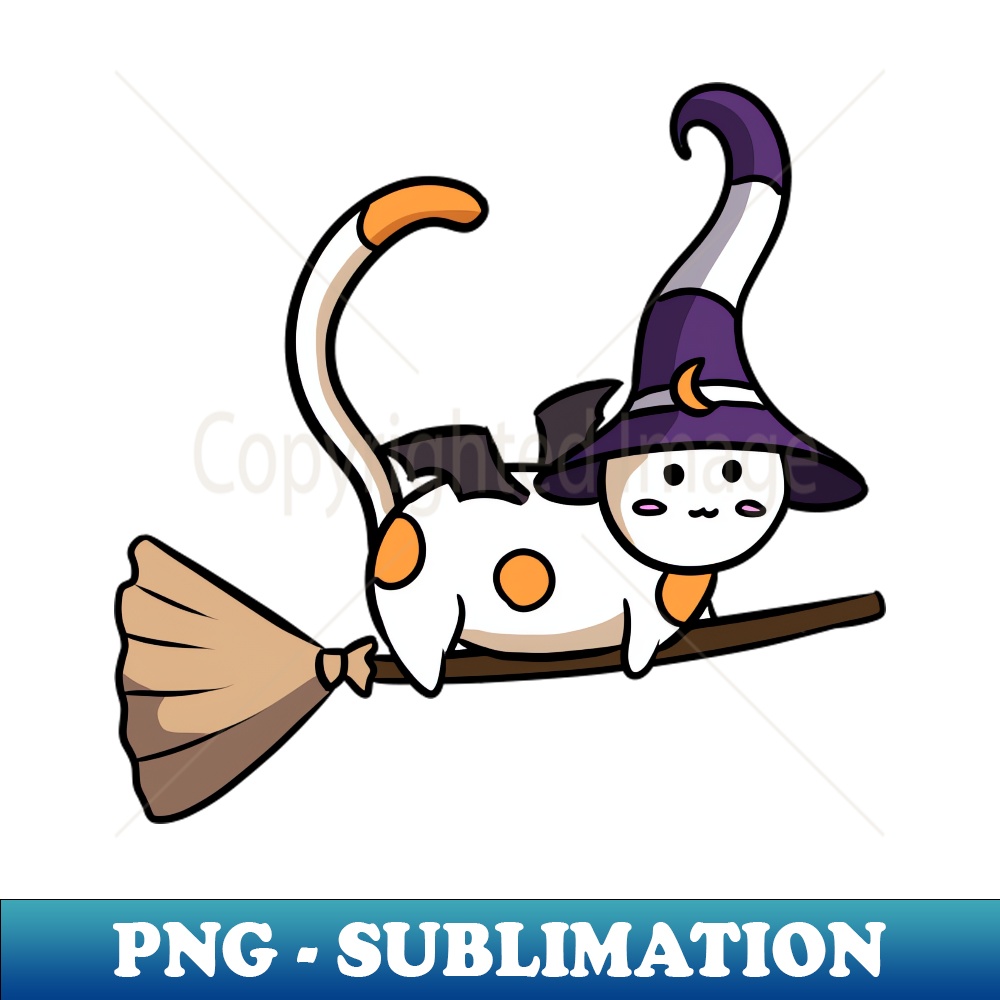 Cute witch cat flying on a broom Sticker - PNG Sublimation D | Inspire ...