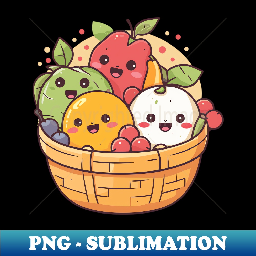 Fruit Basket Happy Kawaii Cute Fruits - PNG Transparent Digi - Inspire ...