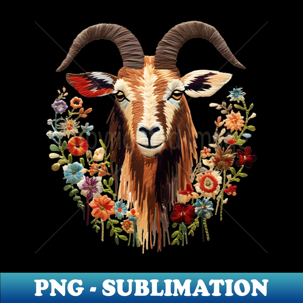 Embroidered Goat with Wildflowers - Artistic Sublimation Dig | Inspire ...