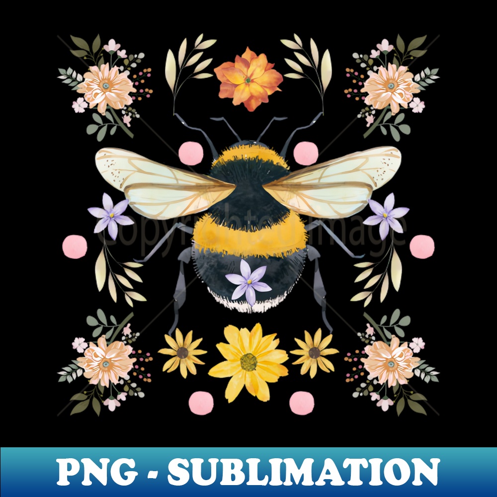 Bumble Bee Meadow Symmetry - PNG Transparent Digital Downloa - Inspire ...