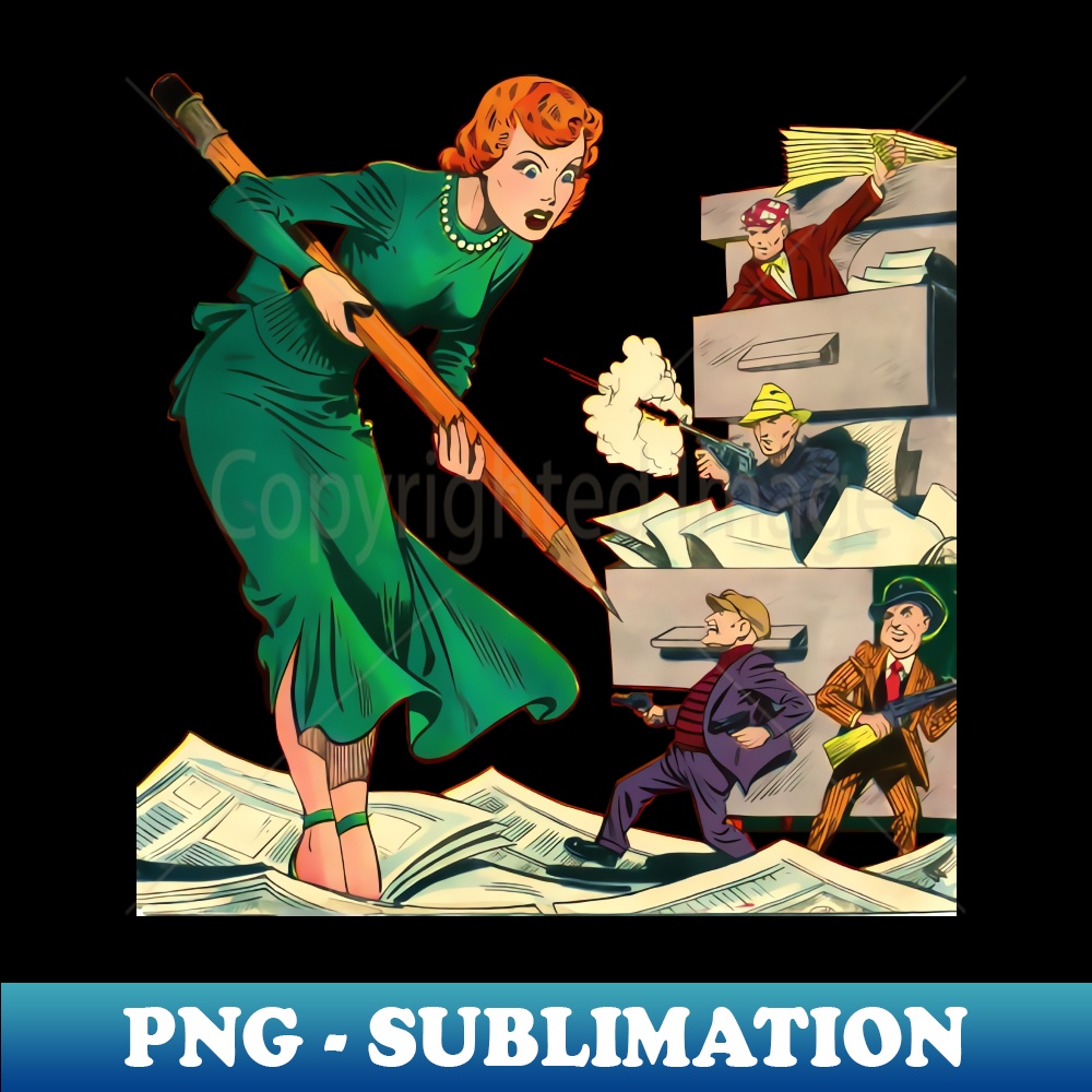 Beautiful Giant Redheaded Woman Brenda Starr Pencil Guns Mob | Inspire ...