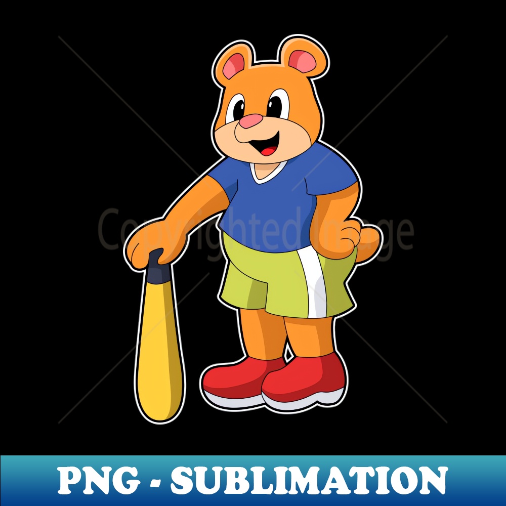Bear at Baseball with Baseball bat - Elegant Sublimation PNG | Inspire ...
