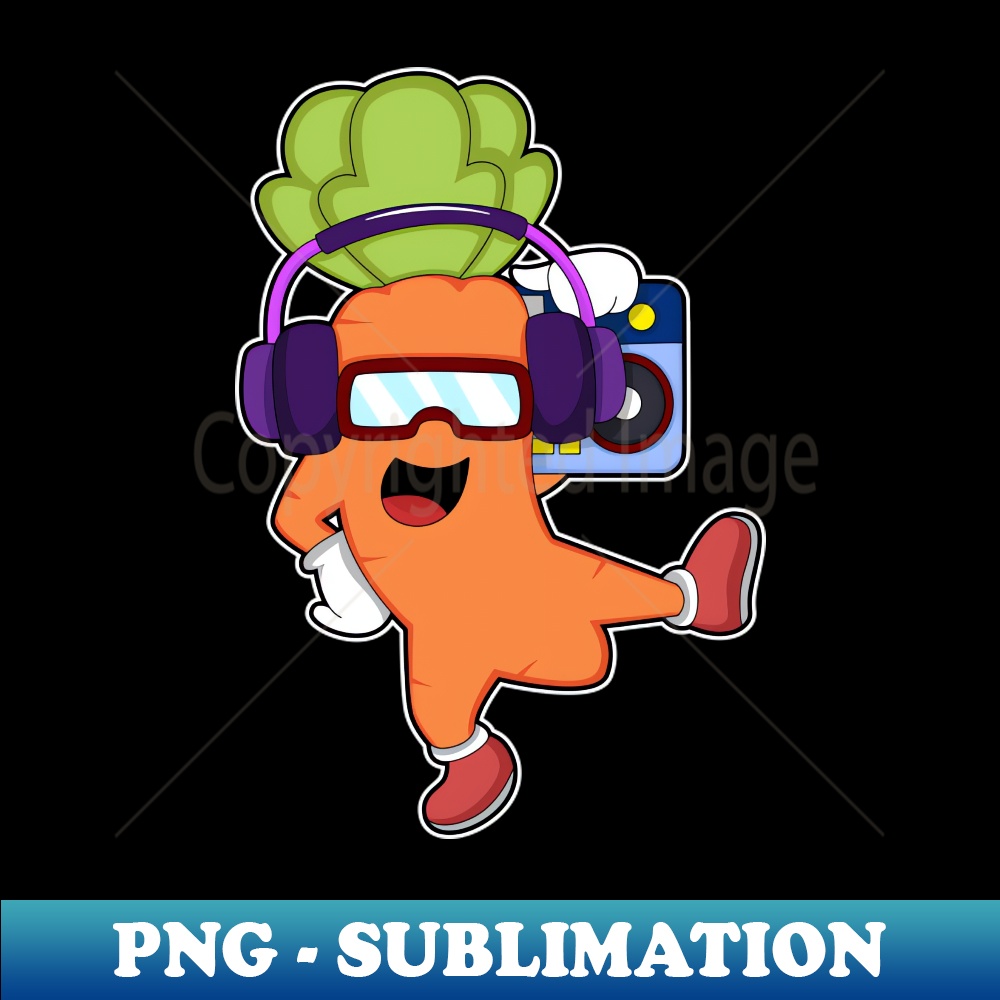 Carrot at Music with Headphone - Exclusive PNG Sublimation D | Inspire ...
