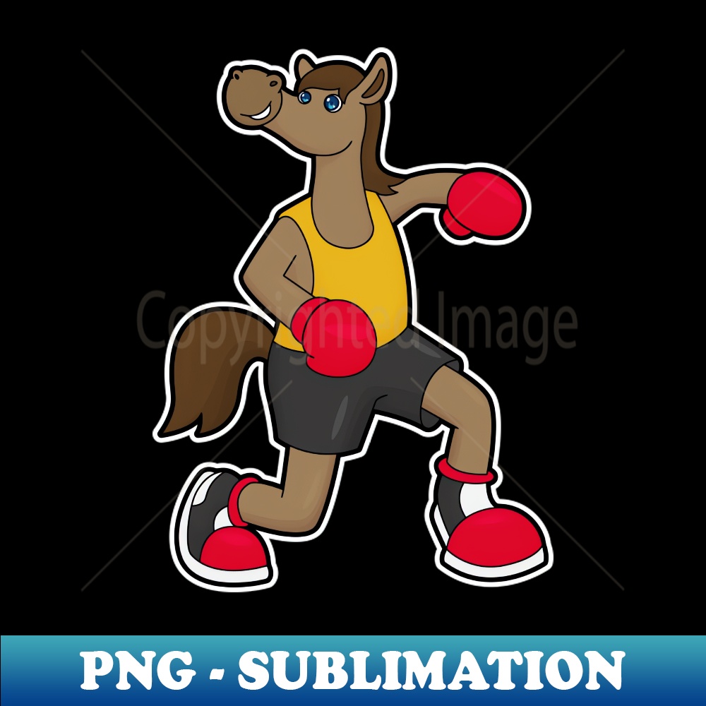 Horse as Boxer with Boxing gloves - Retro PNG Sublimation Di | Inspire ...