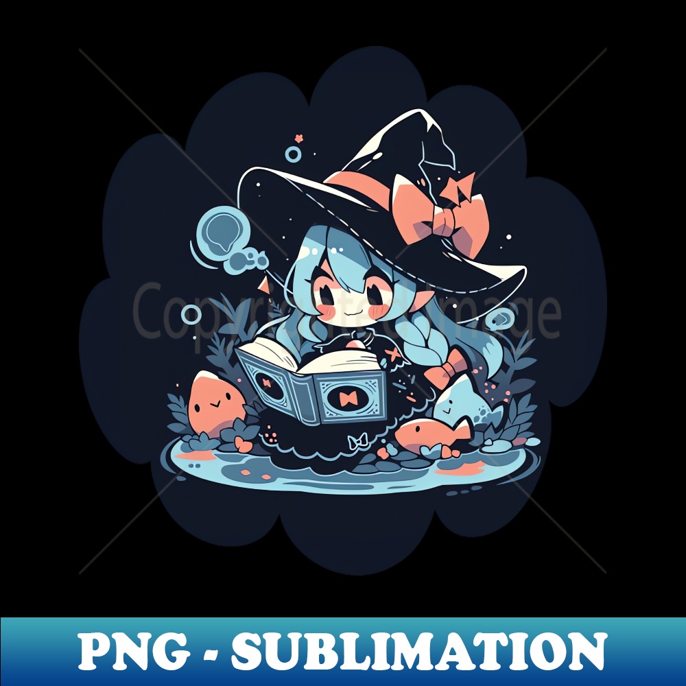 Baby Witch Pisces Zodiac Sign Reading Spell Book Chibi Style | Inspire ...