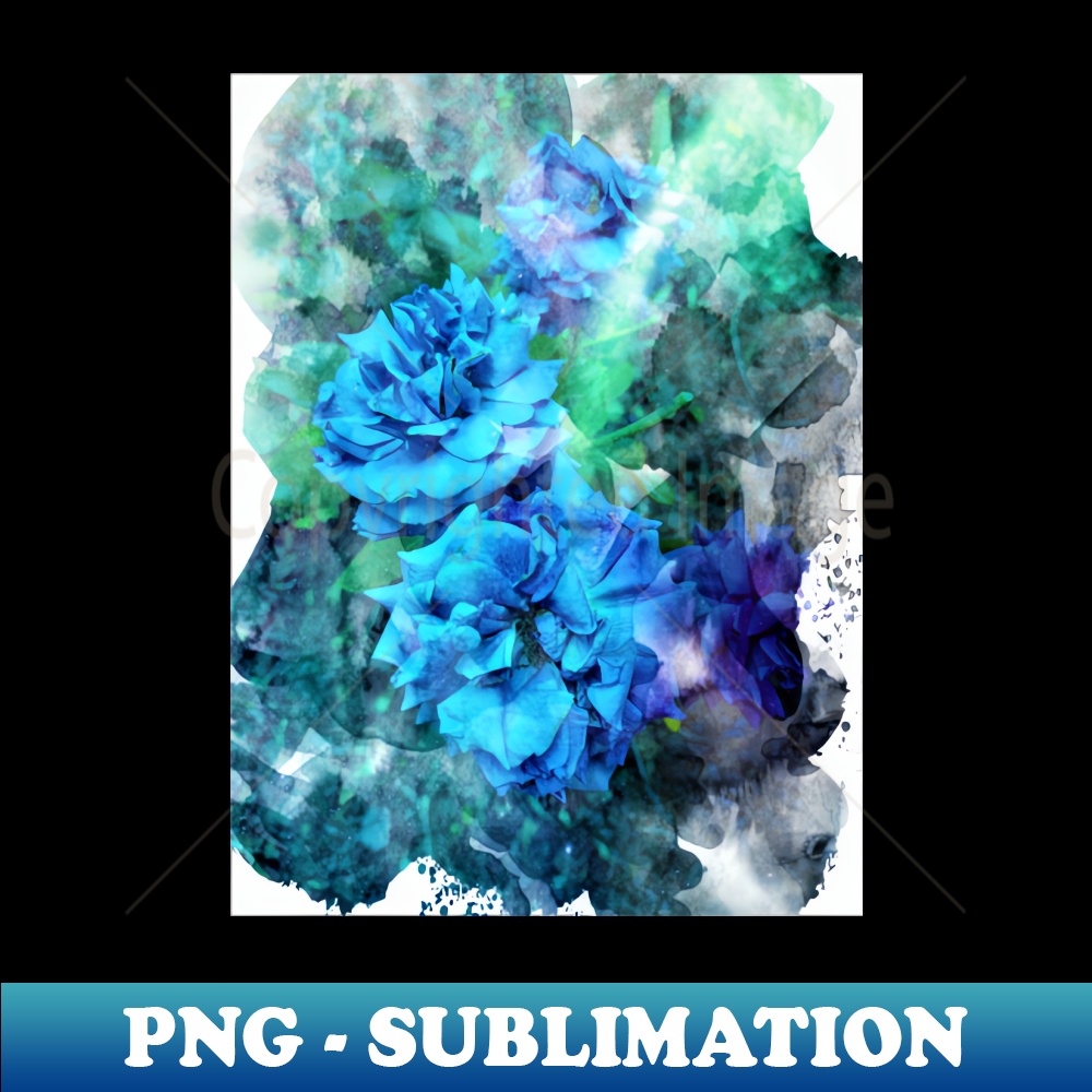 Blue Watercolor Roses - Decorative Sublimation PNG File - Pe | Inspire ...