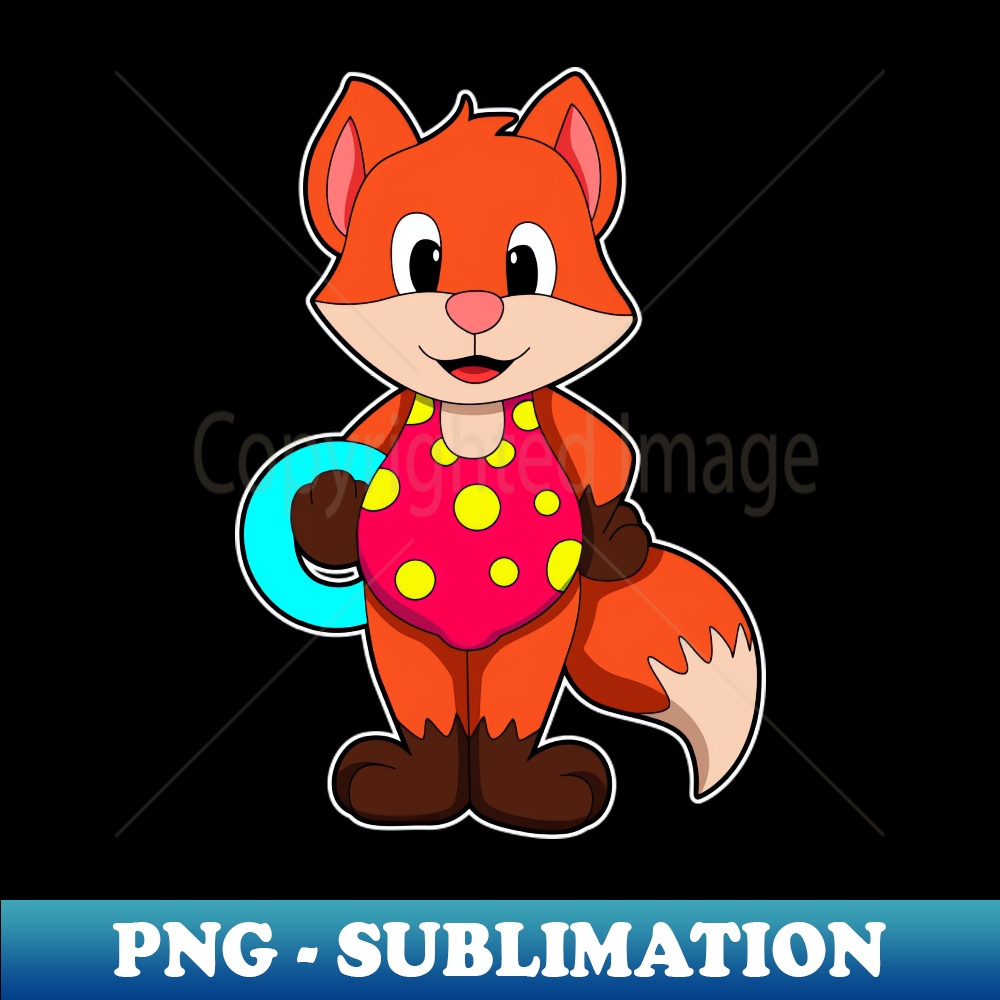 Fox at Swimming with Swim ring - Instant PNG Sublimation Dow | Inspire ...